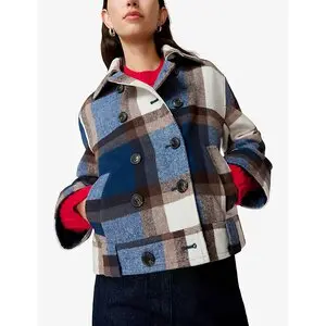OMNES Checked Woven Jacket - Blue/brown Gingham