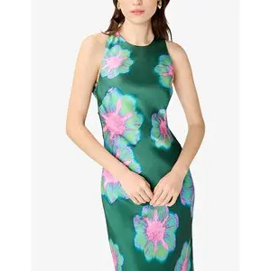 OMNES Jai Floral-print Satin Maxi Dress - Forest Green