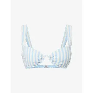 Simkhai Anniston Bikini Top - Hydrangea Blue Stripe
