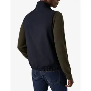 Eton Reversible Zip-up Stretch Wool-blend Gilet - Navy Blue