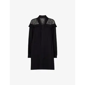 Whistles Lace-embroidered Crepe Mini Dress