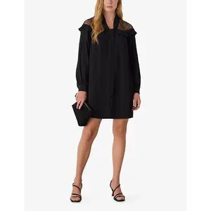 Whistles Lace-embroidered Crepe Mini Dress