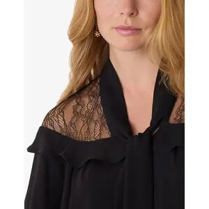 Whistles Lace-embroidered Crepe Mini Dress