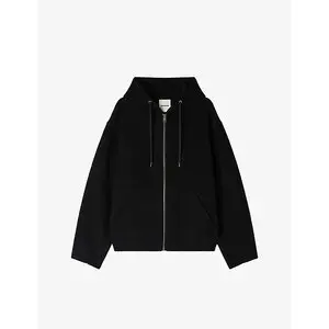 Sandro Hooded Zip-up Wool-blend Jacket