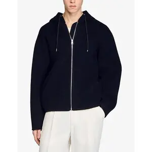 Sandro Hooded Zip-up Wool-blend Jacket