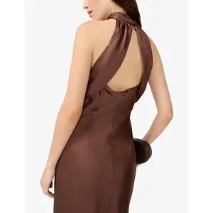 OMNES Seychelles Open-back Satin Midi Dress