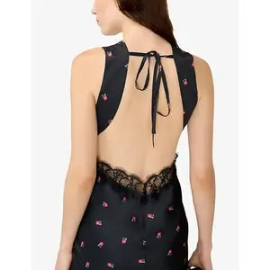 OMNES Aurelia Floral-print Satin Maxi Dress - Black