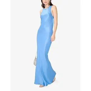OMNES Jai Draped-back Satin Maxi Dress