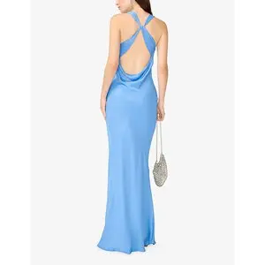 OMNES Jai Draped-back Satin Maxi Dress