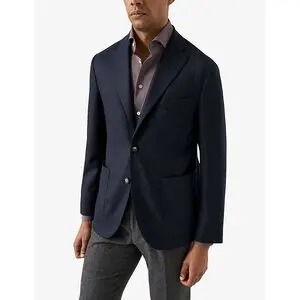Eton Flannel Tailored-fit Wool Jacket - Navy Blue