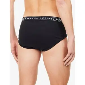 SAVAGE X FENTY Classic Branded Pack Of Three Cotton-jersey Briefs - Caviar