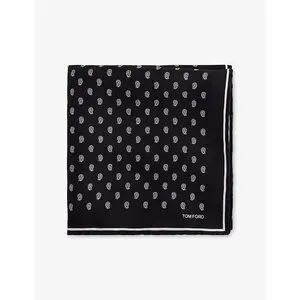 TOM FORD Polka-dot Silk Pocket Square - Black