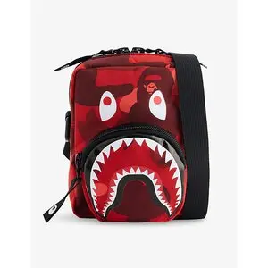 A BATHING APE Camo Shark Woven Cross Body Bag - Red