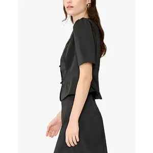 OMNES Lorelai Puff-sleeve Satin Blouse