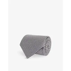 TOM FORD Geometric-print Silk Neck Tie - Silver