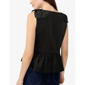 OMNES Keelee Bow-detail Satin Top