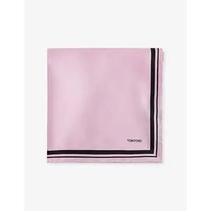 TOM FORD Frame Logo Silk Pocket Square - Light Pink
