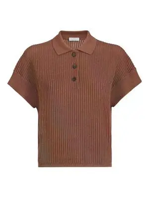Brunello Cucinelli Ribbed Buttoned Polo Shirt
