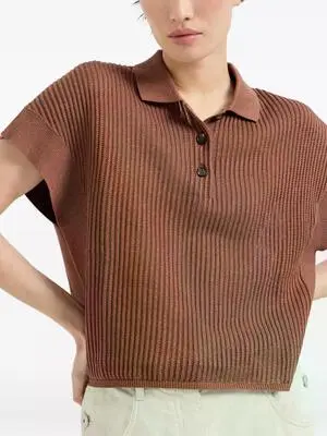 Brunello Cucinelli Ribbed Buttoned Polo Shirt