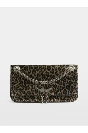 Zadig&Voltaire Rock Ii Metal Leopard Clutch - Silver