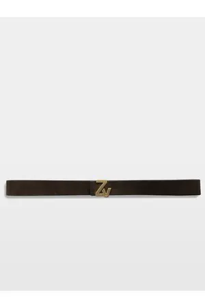 Zadig&Voltaire Zv Initiale Suede Leather Belt - Natural