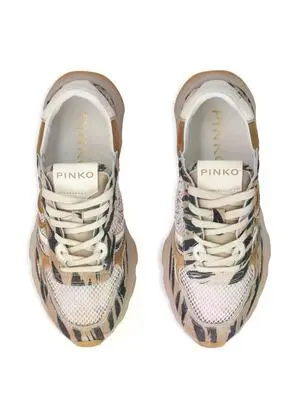 Pinko Zoe Tiger-print Logo Lace-up Sneakers