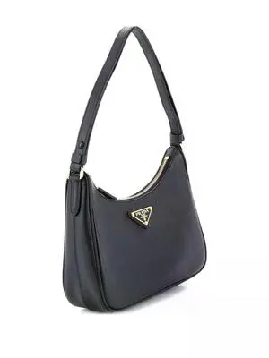 Prada Adjustable Handle Zip Saffiano Leather Mini Hobo Bag - Black