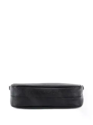 Prada Adjustable Handle Zip Saffiano Leather Mini Hobo Bag - Black
