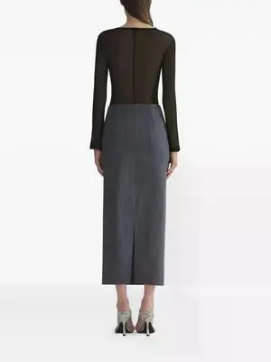 MUGLER Pinstripe Split Skirt