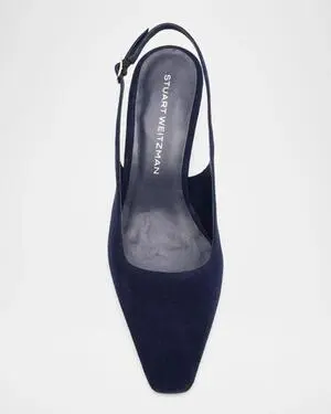 STUART WEITZMAN 50mm Stassi Suede Slingback Pumps - Nice Blue
