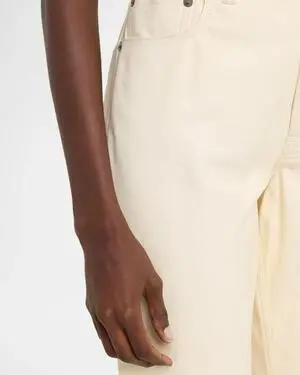 Polo Ralph Lauren Cropped Straight-leg Leather Pants - Cream