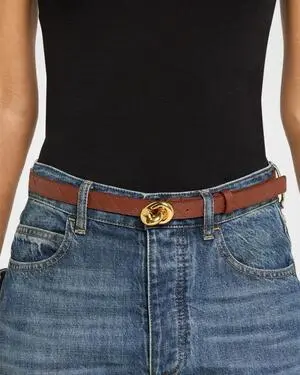 Bottega Veneta Intrecciato Leather Knot Belt - Brown