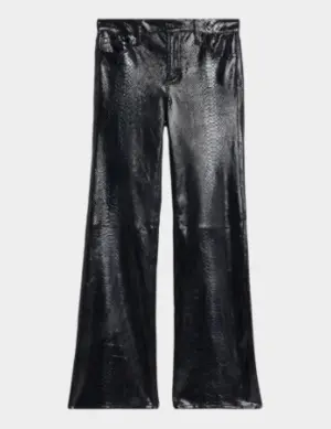 FRAME Leather Rodeo Pants - Black Snak