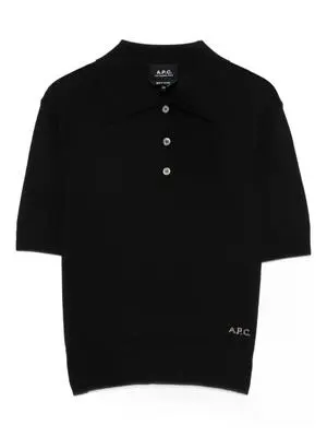 A.p.c. Logo Detail Polo Top - Black