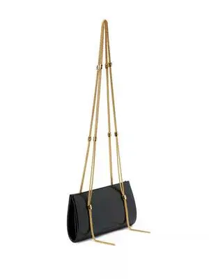 Elisabetta Franchi Python Textured Clutch With Chain Detail - Black
