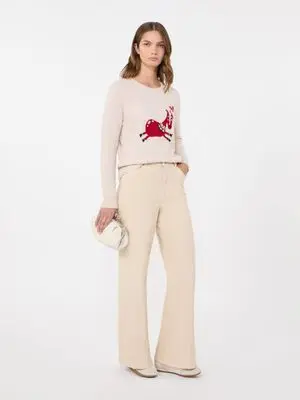 Max Mara Cotton Drill Wide-leg Trousers - Sand