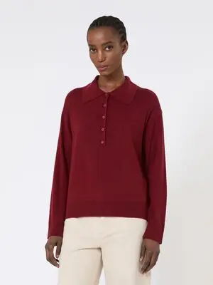 Max Mara Wool Knit Polo Sweater - Raspberry