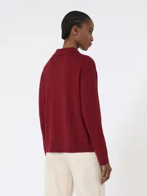 Max Mara Wool Knit Polo Sweater - Raspberry