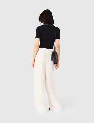 Maje Wide-leg Textured Belted Trousers - Ecru
