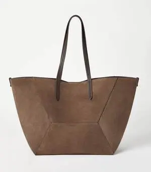 Brunello Cucinelli Large Suede Tote Bag - Brown