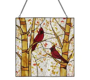 RIVER OF GOODS 14' H Red Stained Glass Nature W Indow Panel - One-color