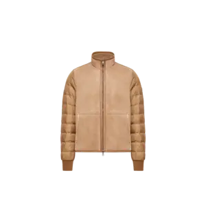 Moncler Crachin Reversible Shearling & Nappa Short Down Jacket - Beige