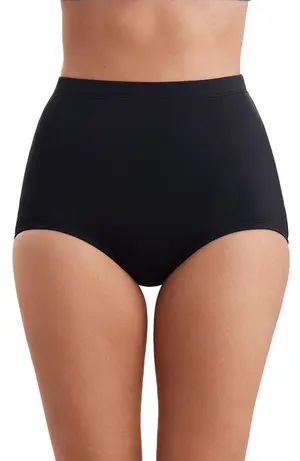 SHAPESOLVER Full Hipster Brief Swimsuit Bottom - Black
