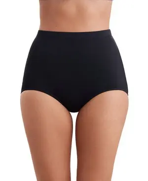 SHAPESOLVER Full Hipster Brief Swimsuit Bottom - Black
