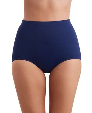 SHAPESOLVER Full Hipster Brief Swimsuit Bottom - Navy Blue