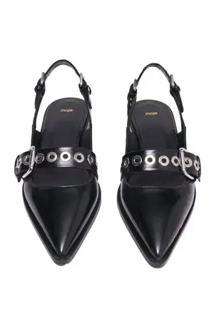 Maje Flat Leather Slingbacks