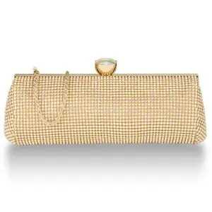 WHITING & DAVIS Grace Crystal Top Clutch - Metallic Gold