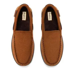 DEARFOAMS Keaton Microsuede Moccasin Slipper - Tan