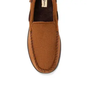 DEARFOAMS Keaton Microsuede Moccasin Slipper - Tan