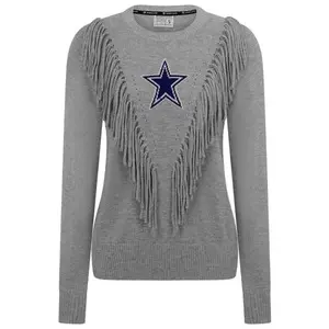 KADYLUXE Dallas Cowboys Fringe Pullover Sweater - Silver